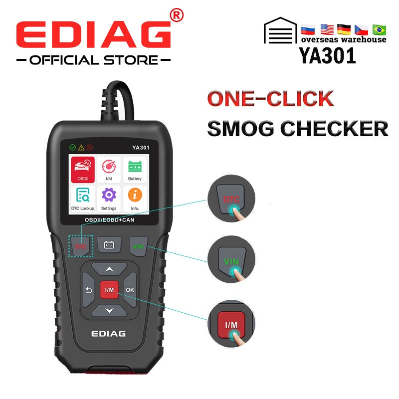 YA301 Code Reader EDIAG FULL OBDII/EOBD one-key VIN Read Battery test ...
