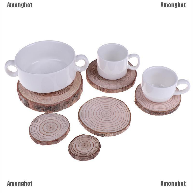 Amonghot☆ Wooden Slice Cup Mat Diy Natural Round Cup Holder Tea Coffee ...