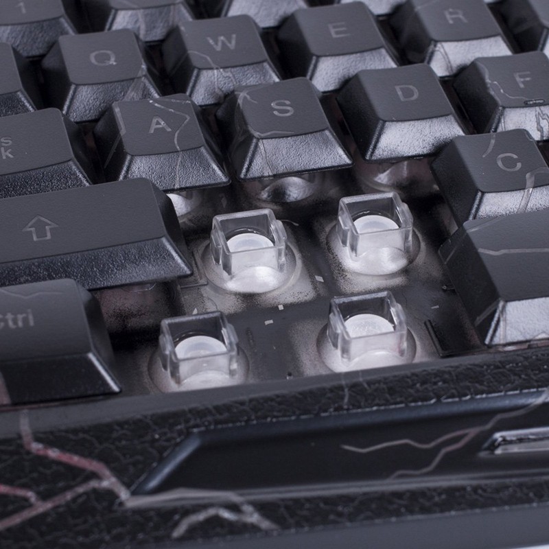 Gaming Keyboard, Tricolor Backlit Cracked Wired Keyboard with 104 Keys ...