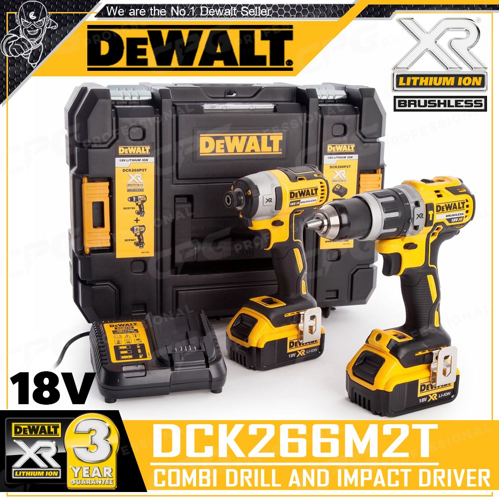 ผลิตภัณฑ์ในครัวเรือน☑ DEWALT ชุด COMBO สว่านไร้สาย DCD796 และ สว่านไขควงไร้สาย DCF887 (BL Motor ...