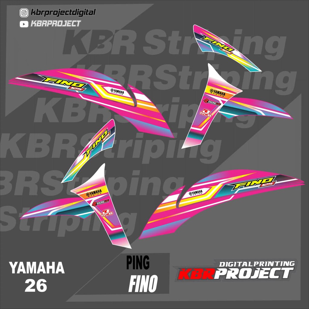 สติกเกอร์ติดรถจักรยานยนต์สําหรับ Yamaha Fino - Fino - Fino - Racing 26 ...