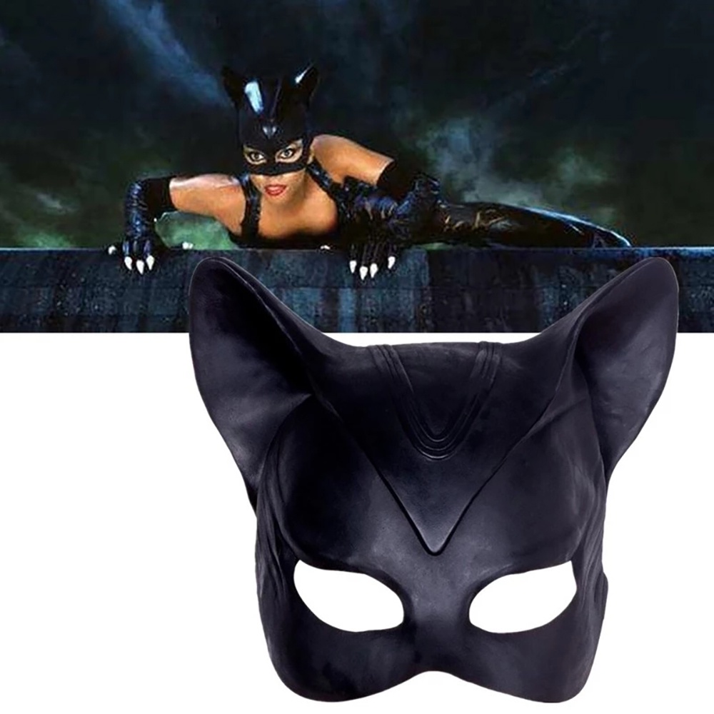 อุปกรณ์ประกอบฉากคอสเพลย์ Superhero Woman Cat Mask Cosplay Costume Latex Helmet Fancy Adult Rave