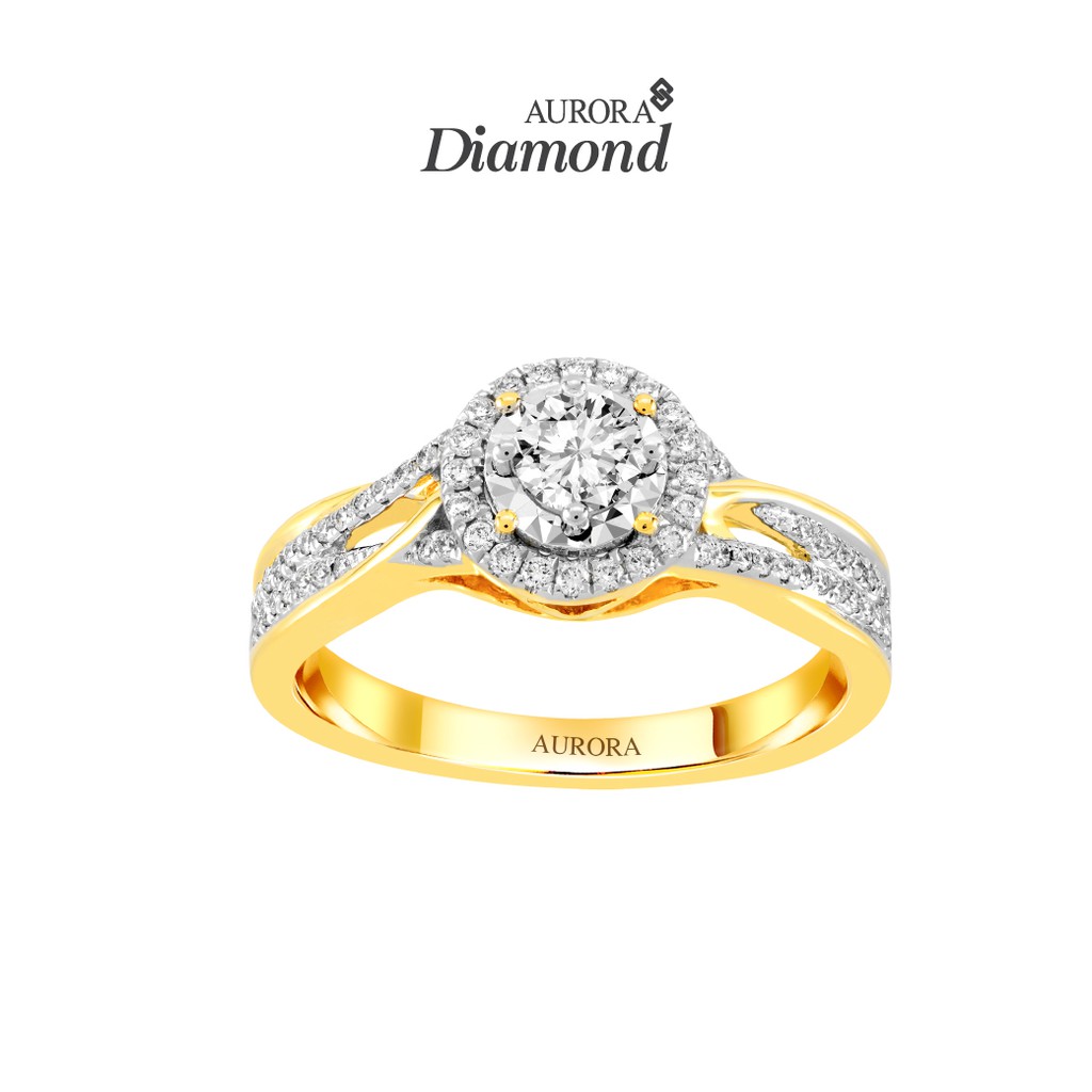 Aurora Diamond จี้แหวนเพชร น้ำ 100 LEVA Collection (Yellow Gold ...