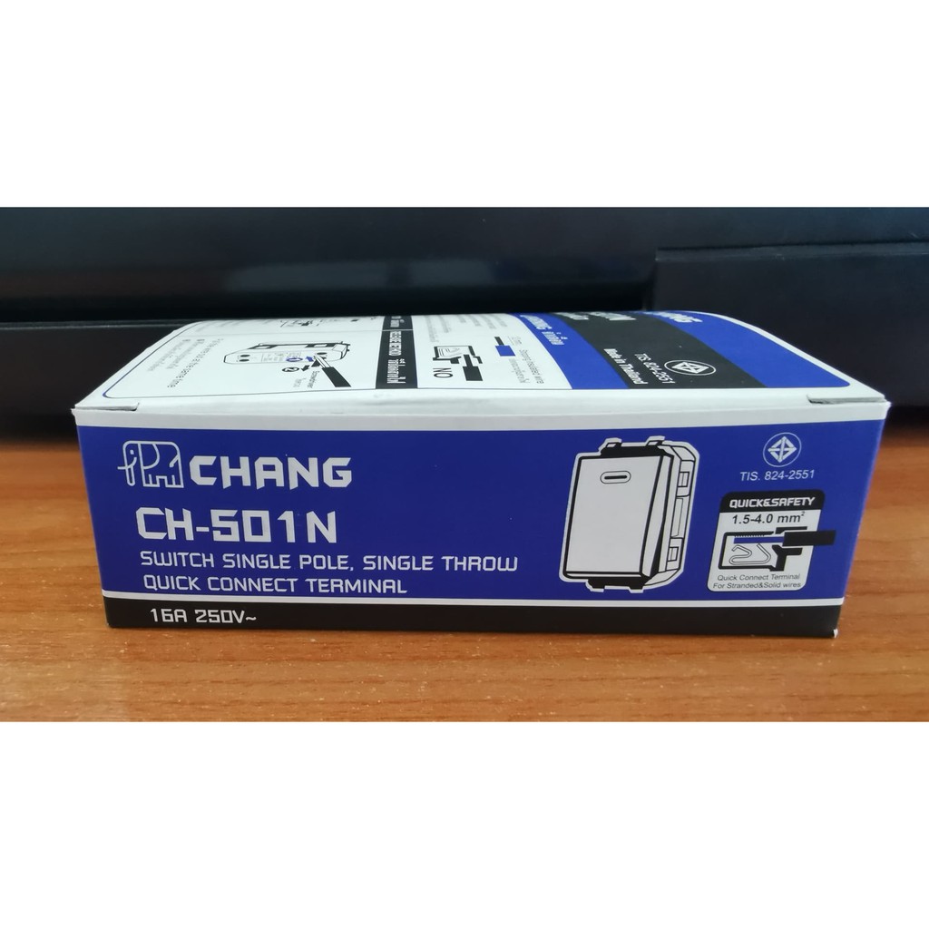 สวิทซ์ช้างแท้100รุ่นใหม่รุ่นเสียบ(ซื้อยกกล่อง ตกตัวละ15บาท)(งดรับบัตรเครดิต) CH-501N CHANG ...