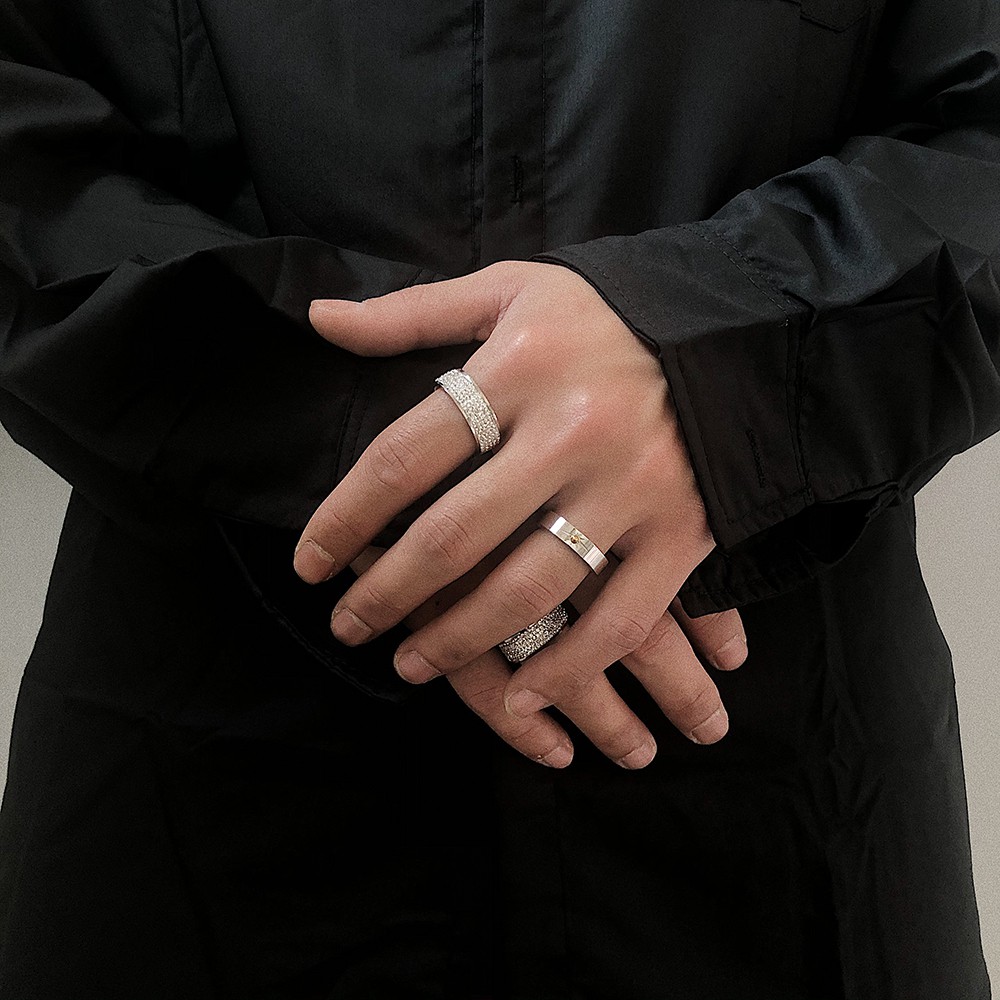 SAZ hip hop street wind rappers and shining diamond titanium steel ring ...