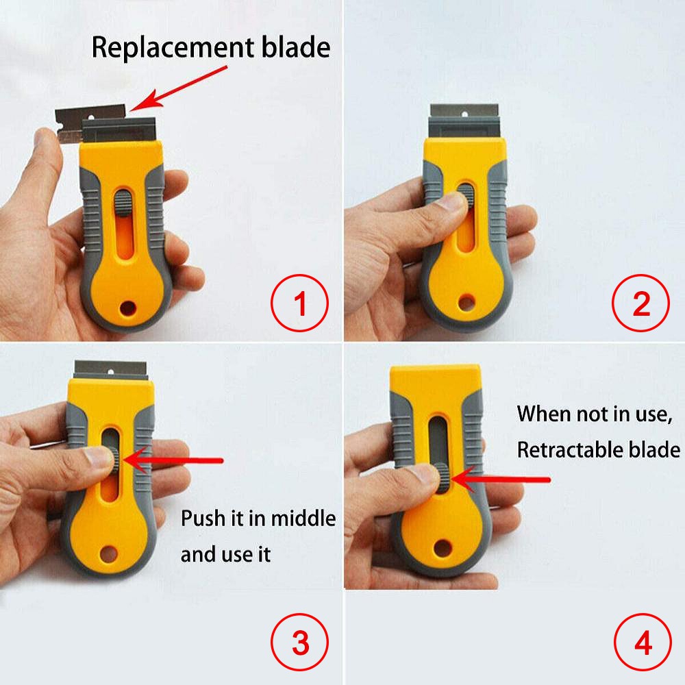 2 Razor Scrapers + 40 Blades Scraping Tool Car Window Glass Sticker ...