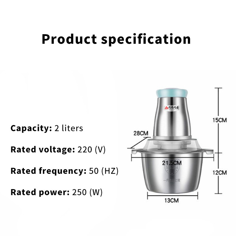 220V/2L Stainless Steel Food Processor Electric Meat Grinder Electric ...