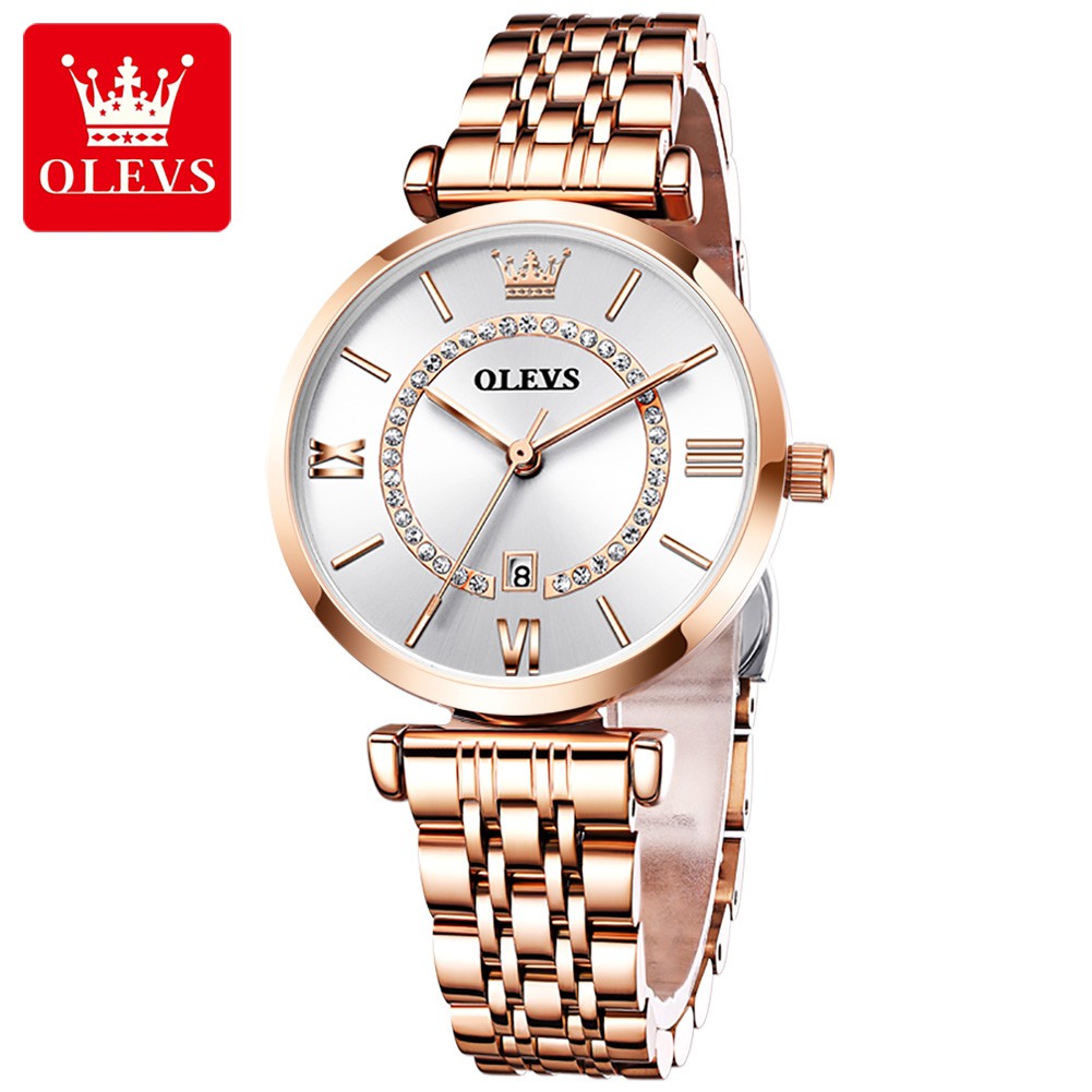 Original OLEVS Women Watches S-L6892 Waterproof Calendar Rose Gold ...