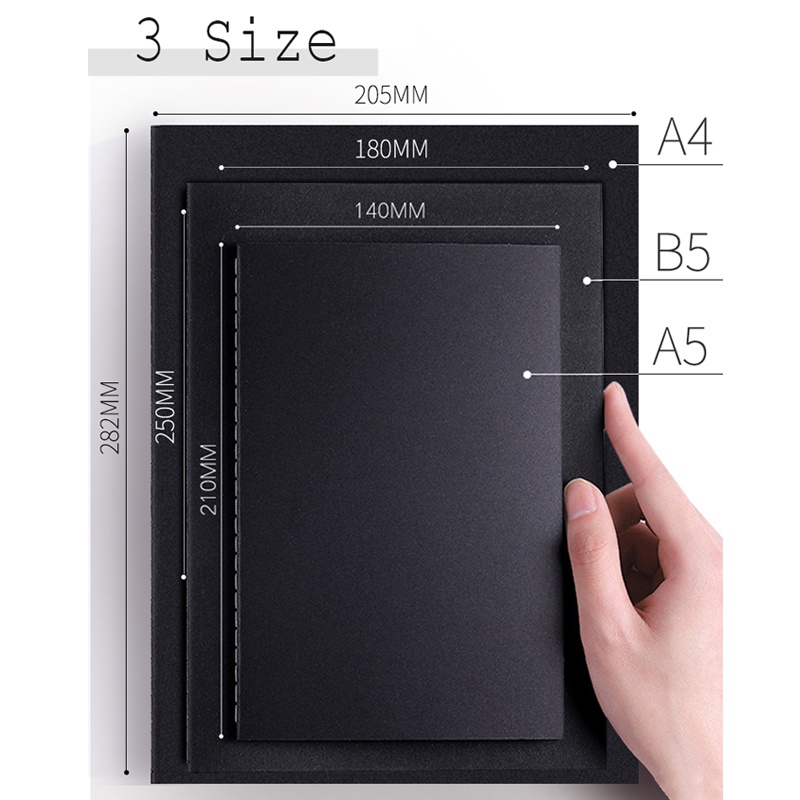 5 Pcs Each 40 Sheets 80 Pages A4 Kraft Paper Notebook B5 Black Card ...