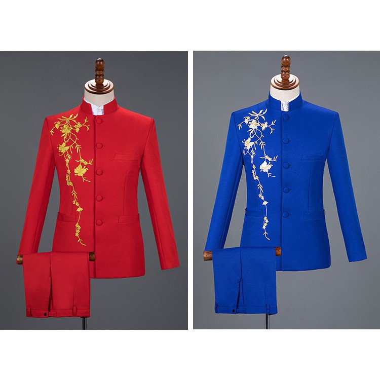 S2XL Mens Chinese Traditional Samfu Suit White Black Blue Red Formal ...