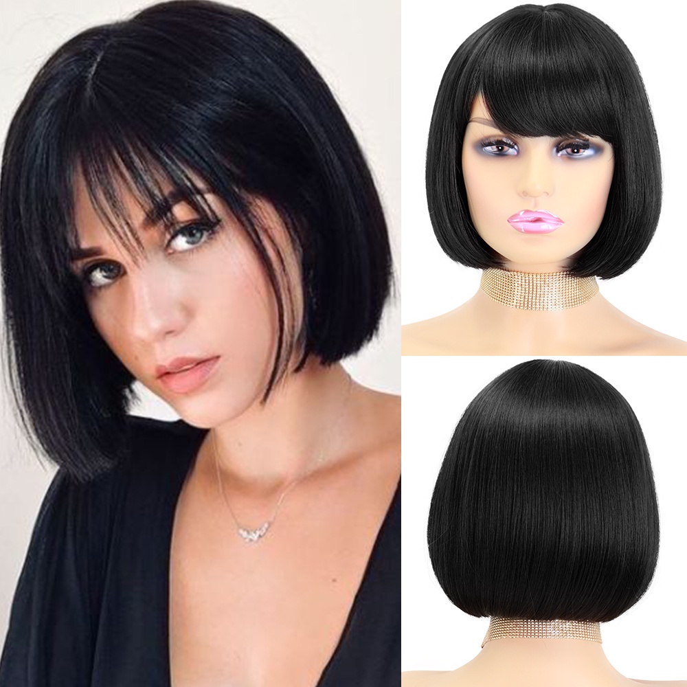 Ready StockSynthetic Wigs Short Bob Wig With Bangs For Women Ombre ...