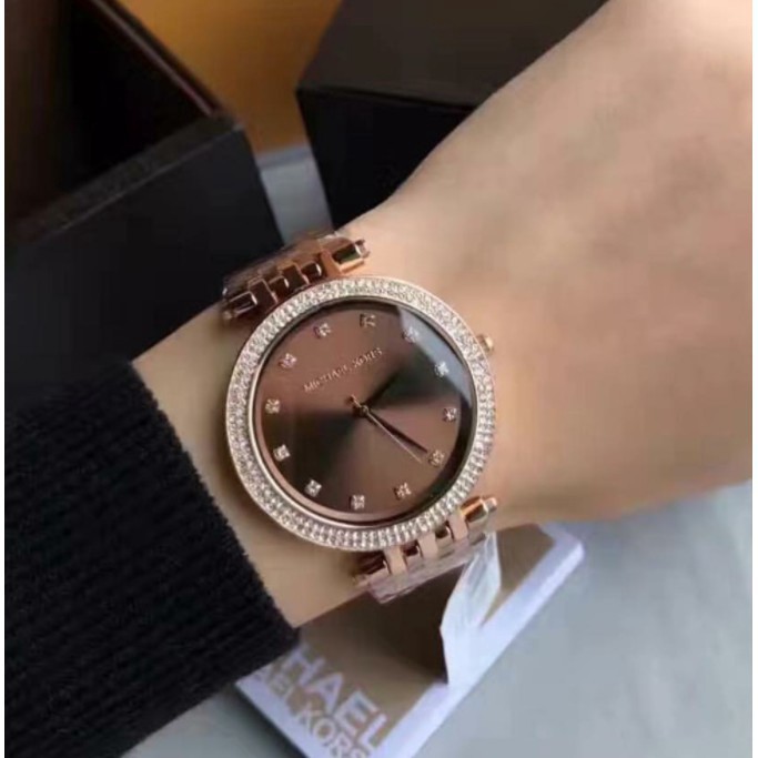 [Authentic] Michael Kors Darci Sable Blue Rose Gold Tone Pave Glitz ...