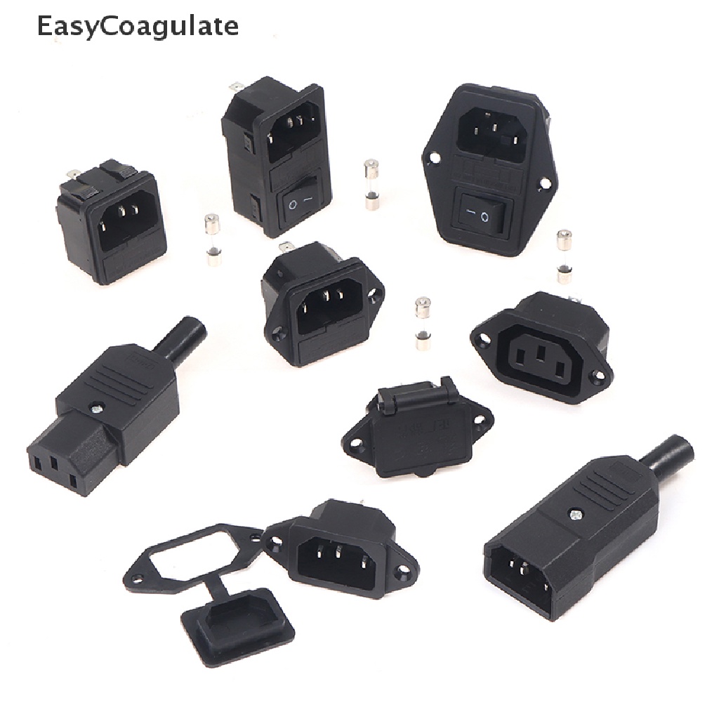 Eas Black AC Male Plug Female Plug Rewirable Power Connector 3 Pin ...