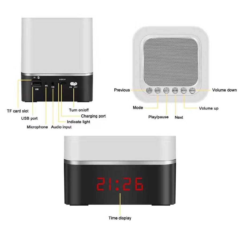 G1【COD】Contact Bedside Lamp with Bluetooth Speaker, Alarm Clock, Night ...