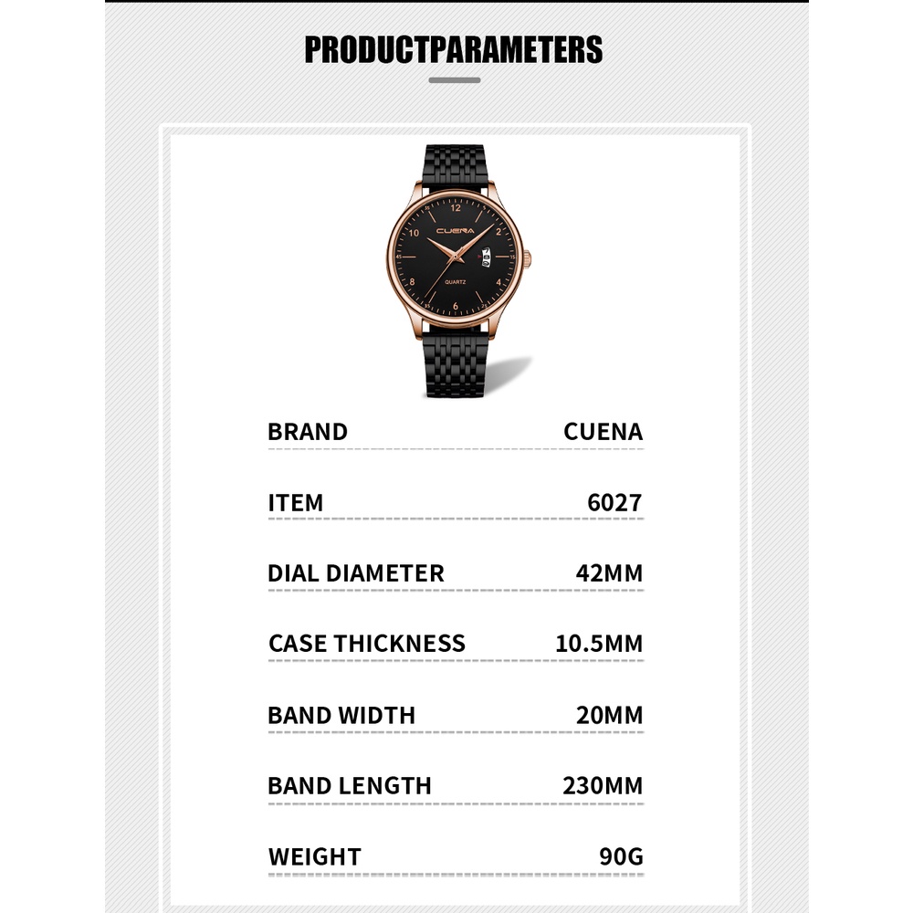 Cuena นาฬิกาข้อมือควอทซ์ลําลอง กันน้ํา สไตล์สปอร์ต แฟชั่นสําหรับผู้ชาย ...