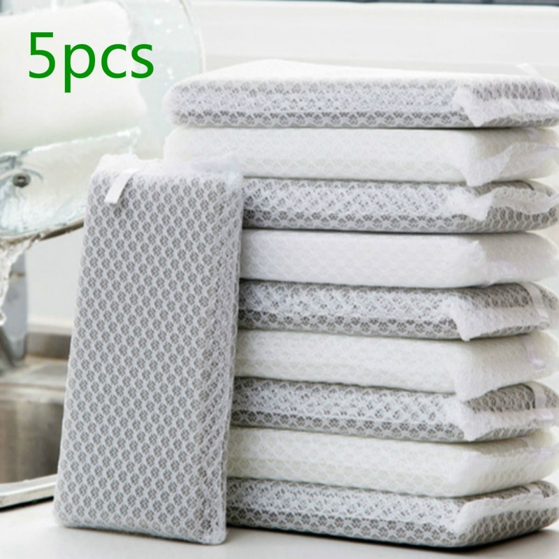5pcs Rectangular Mesh Sponges Tableware Glass Dishes Wash Cloth Home ...