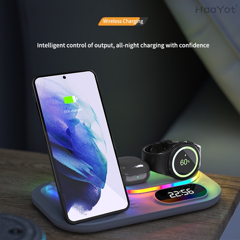 Upgrade Fast Wireless Charger Qi 3 in 1 Wireless Charging Station ...