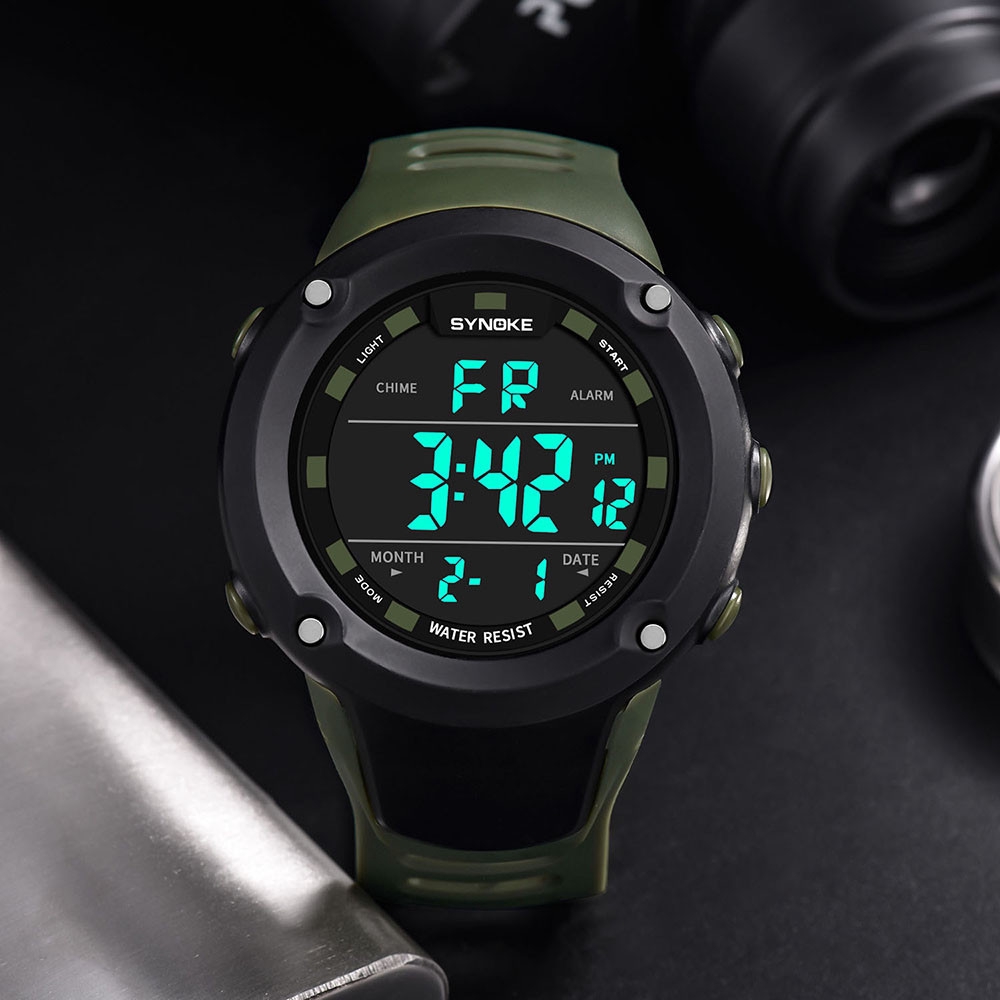 Synoke นาฬิกาข้อมือดิจิตอลสําหรับผู้ชายมีไฟ Led มัลติฟังก์ชั่น - longflight1.th - ThaiPick