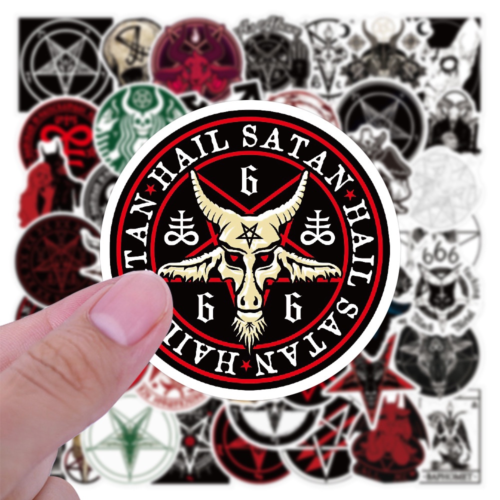 พร้อมส่ง punk ดำขาว ศิลปะกอทิก มาร devil Satanism satan ซาตานsticker ...