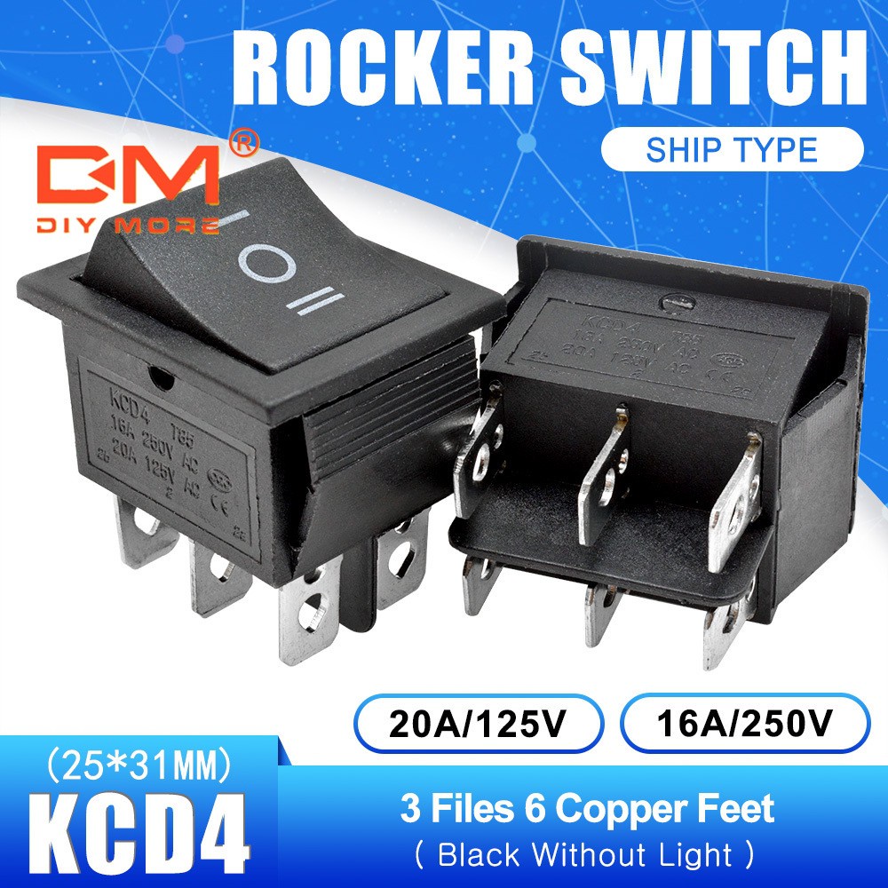 Diymore Kcd4 6Pin 3 ตําแหน่ง 16A 250V สวิตช์โยก เปิด ปิด 25 31 มม. Dpdt ...