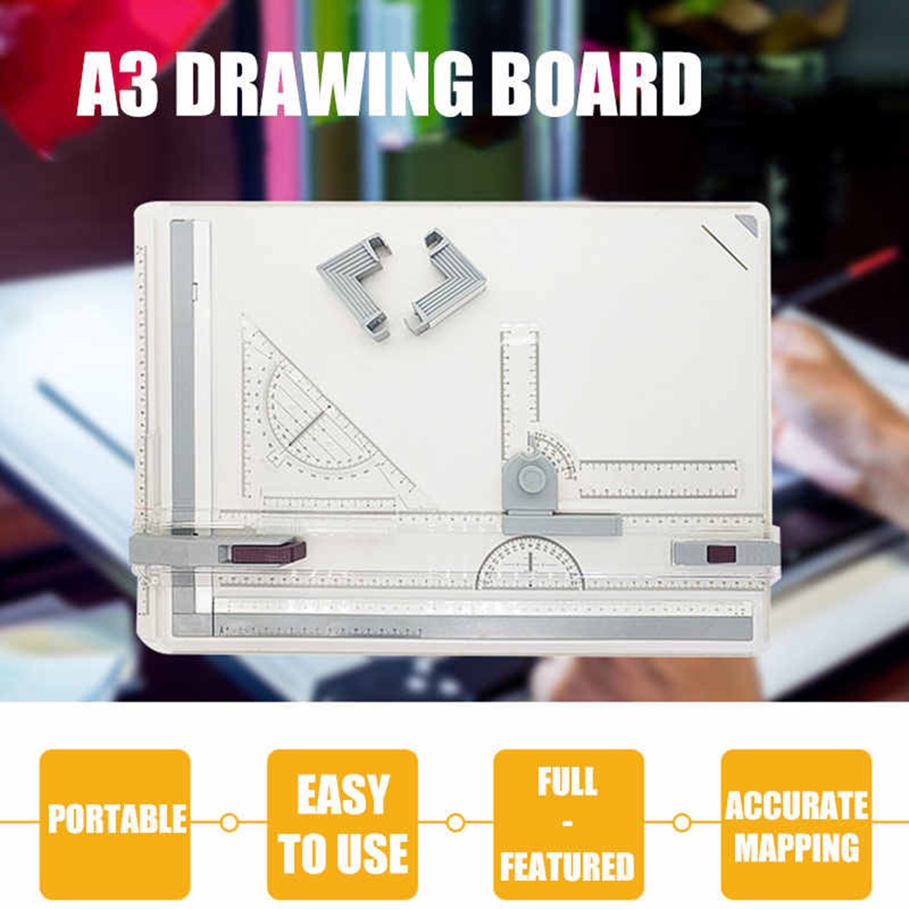BDrafting Drawing Board Pad A3 Ruler Table Adjustable Angle Art Draw ...