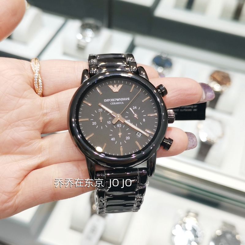 Armani นาฬิกาผู้ชายเซรามิกสามตาแฟชั่นนาฬิกาควอทซ์กันน้ำนาฬิกาผู้ชาย ...