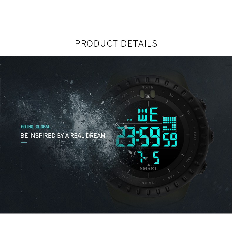 สต็อกพร้อม SMAEL 1237 นาฬิกาข้อมือดิจิตอลกันน้ำสำหรับผู้ชาย - elisson.th - ThaiPick