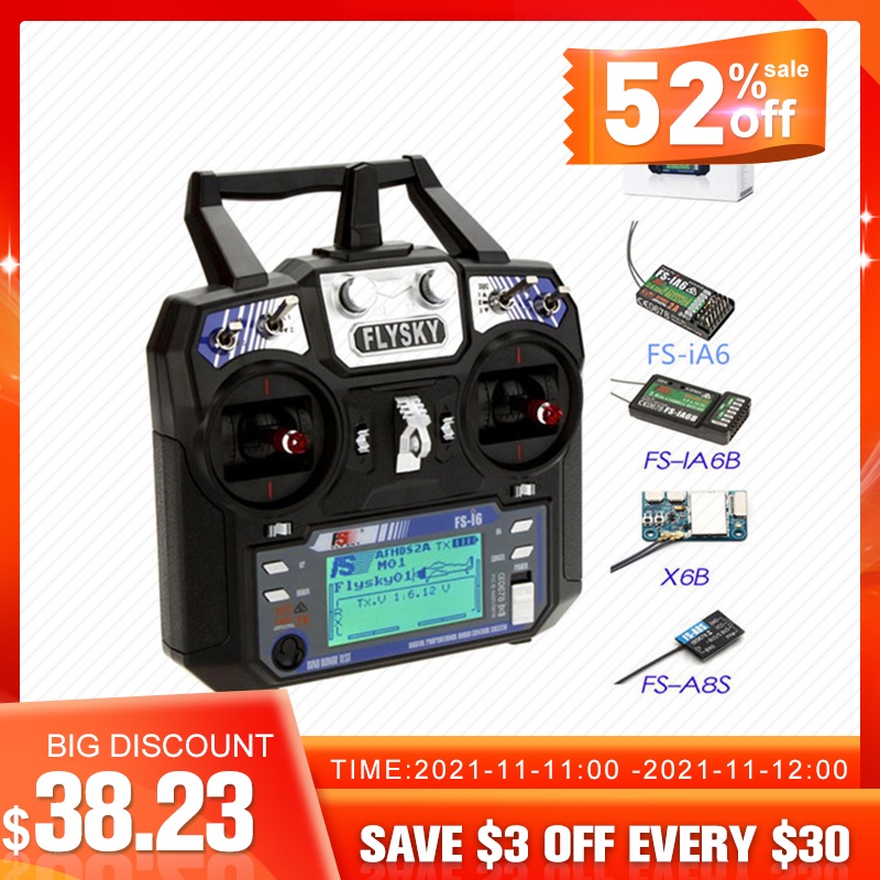 Flysky FS-i6 FS I6 2.4G 6CH AFHDS RC Transmitter With iA6B X6B A8S R6B ...
