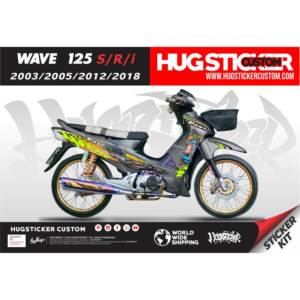 สติ๊กเกอร์ เวฟ Wave 125s 125r 125i ลายFast ปี 2003/2005/2012/2018 ...