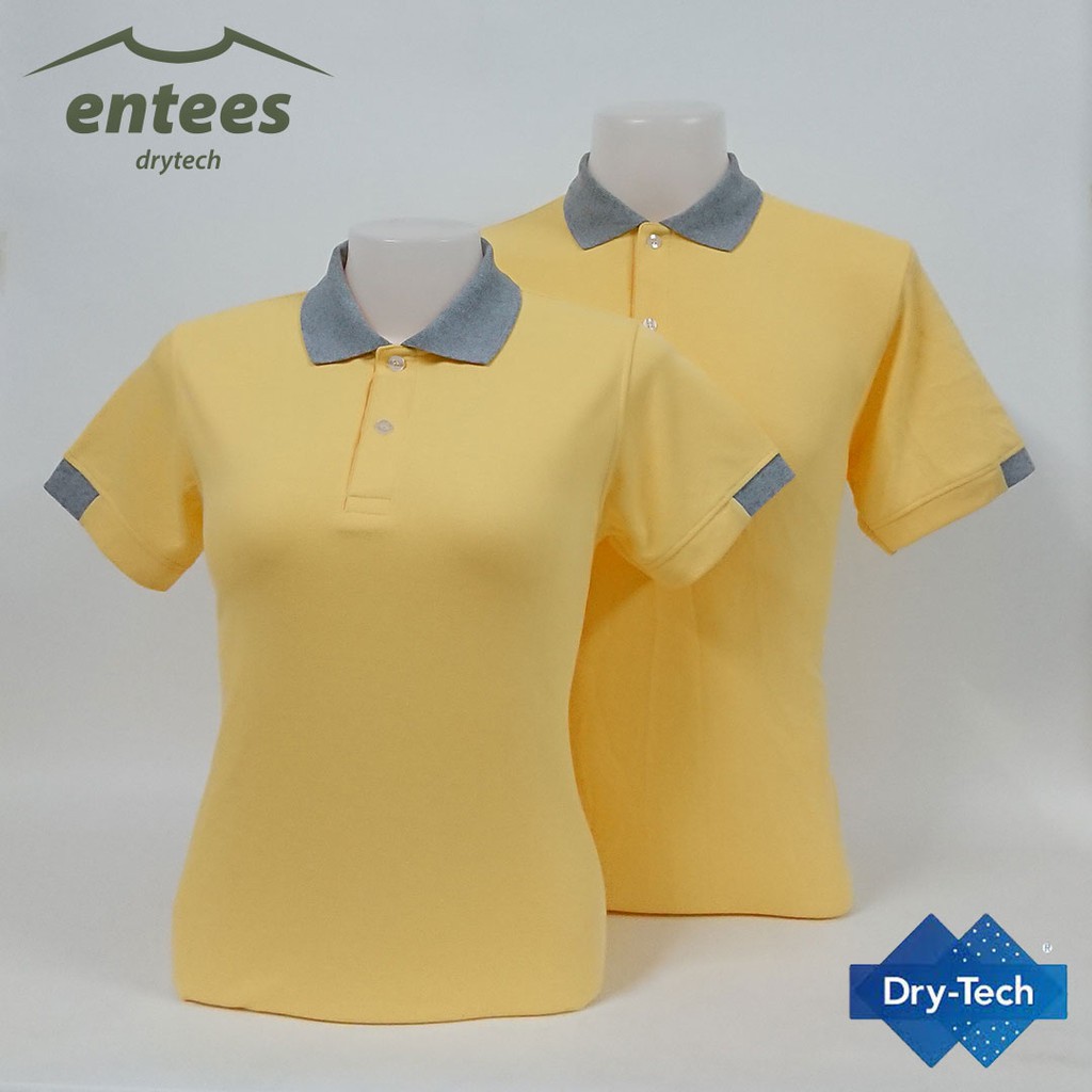 เสื้อโปโล DryTech X4 สีเหลืองอ่อน ปกเทาท็อปดราย | Shopee Thailand