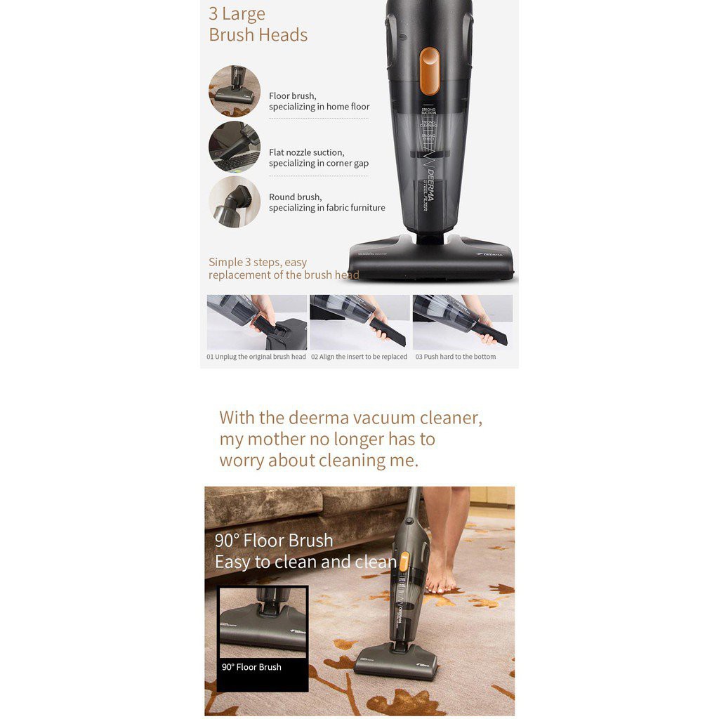 Deerma DX115C/ DX118C Vacuum Cleaner เครี่องดูดฝุ่นพลังดูดสูง ...
