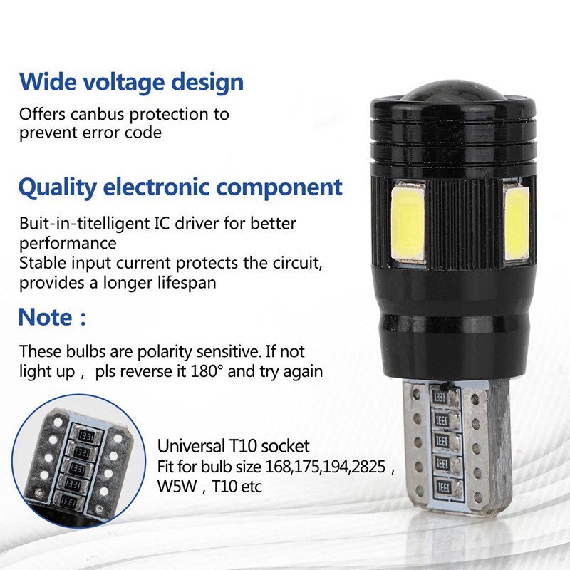 หลอดไฟ Canbus T10 Led 5730 6Smd 12V 2 ชิ้นสําหรับรถยนต์ - xyjjhs9f.th - ThaiPick