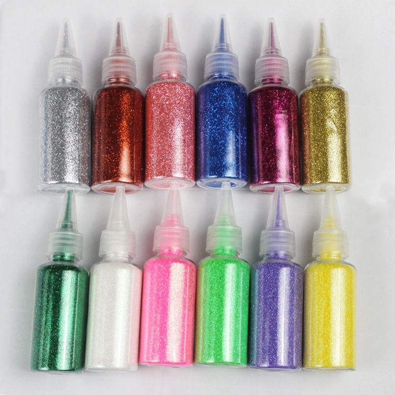 12 สี glitter diy เด็กภาพวาดดอกไม้ glitter gold แป้ง silver แป้ง stage ...