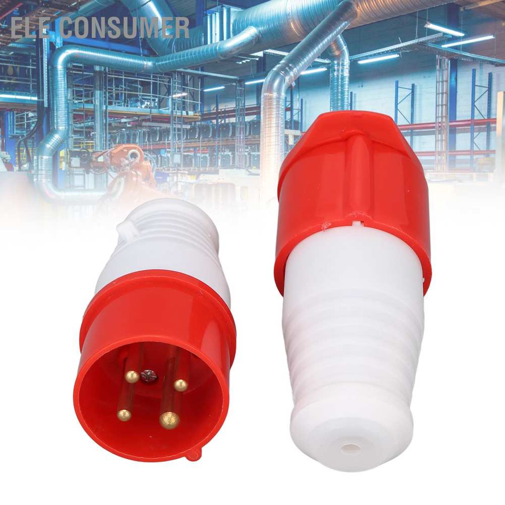 ELE Consumer 2pcs Industrial Plug Socket IP44 Waterproof 4 Pin Red CEE ...