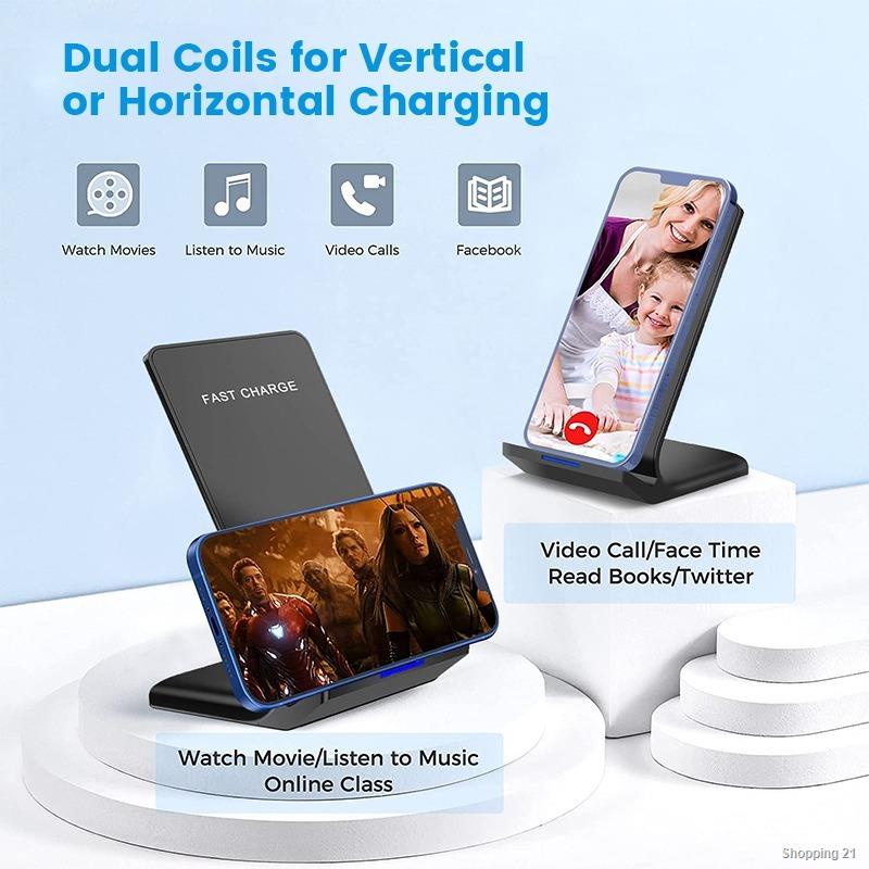 ที่ชาร์จไร้สาย 40W Qi Wireless Charger Stand Fast Charging Dock Station ...