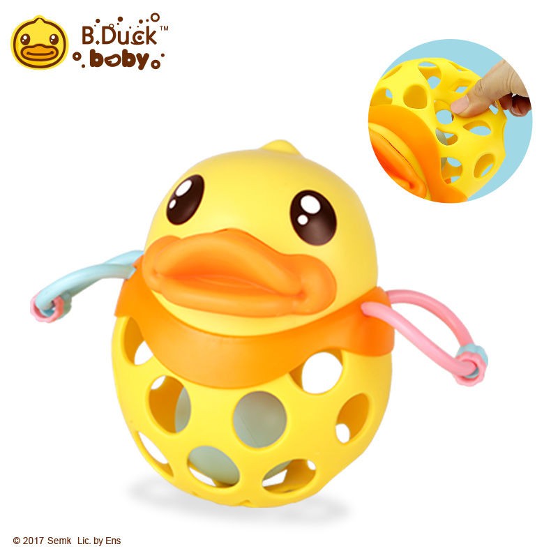 B.Duck Little Yellow Duck Baby Toy Doll Hand Grab Ball Soft Rattle Set ...
