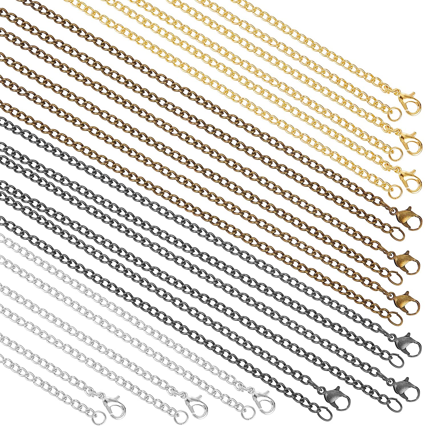 BeeBeecraft 40 Strands Twisted Necklace Chain 4 Colors Iron Cross ...