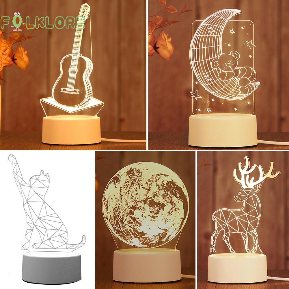 folklore โคมไฟตั้งโต๊ะอะคริลิคภาพลวงตา 3 d led night light - folklore ...