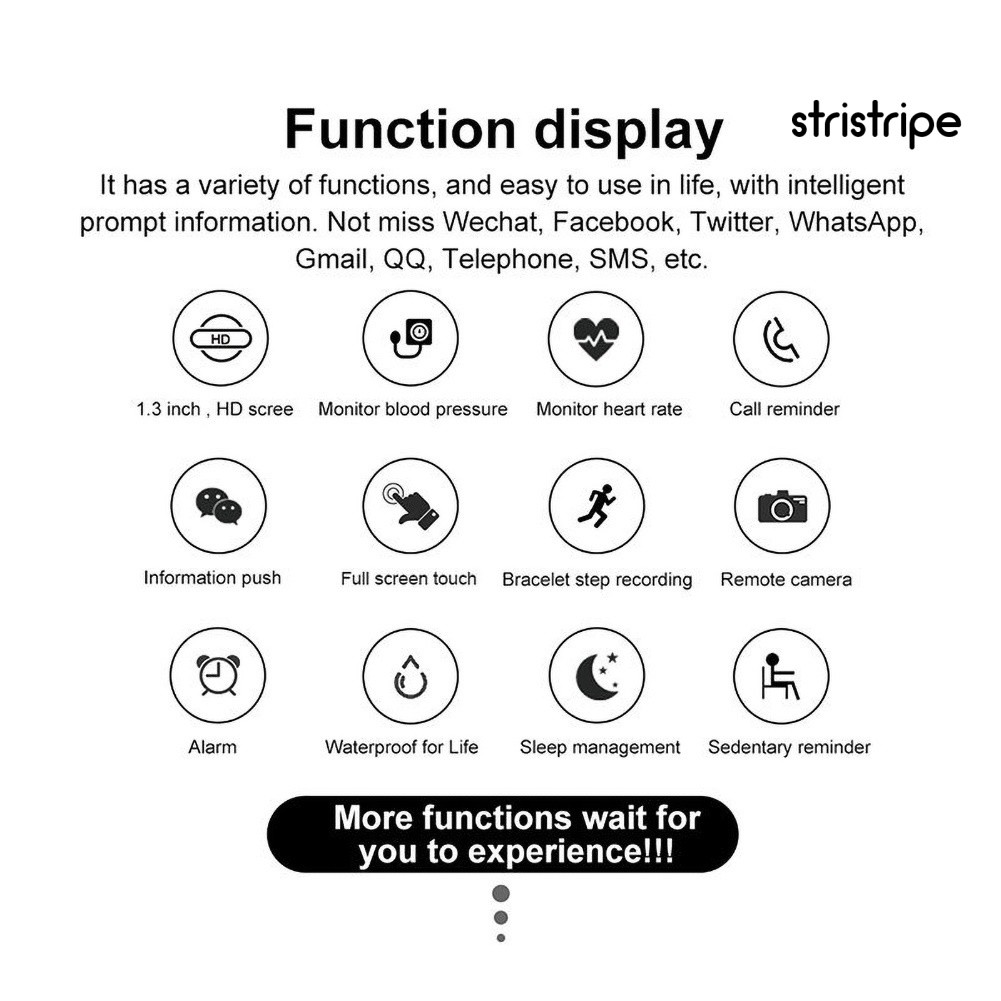Str P8Y นาฬิกาข้อมือ Smart Watch เชื่อมต่อบลูทูธกันน้ําวัดอัตราการเต้น ...