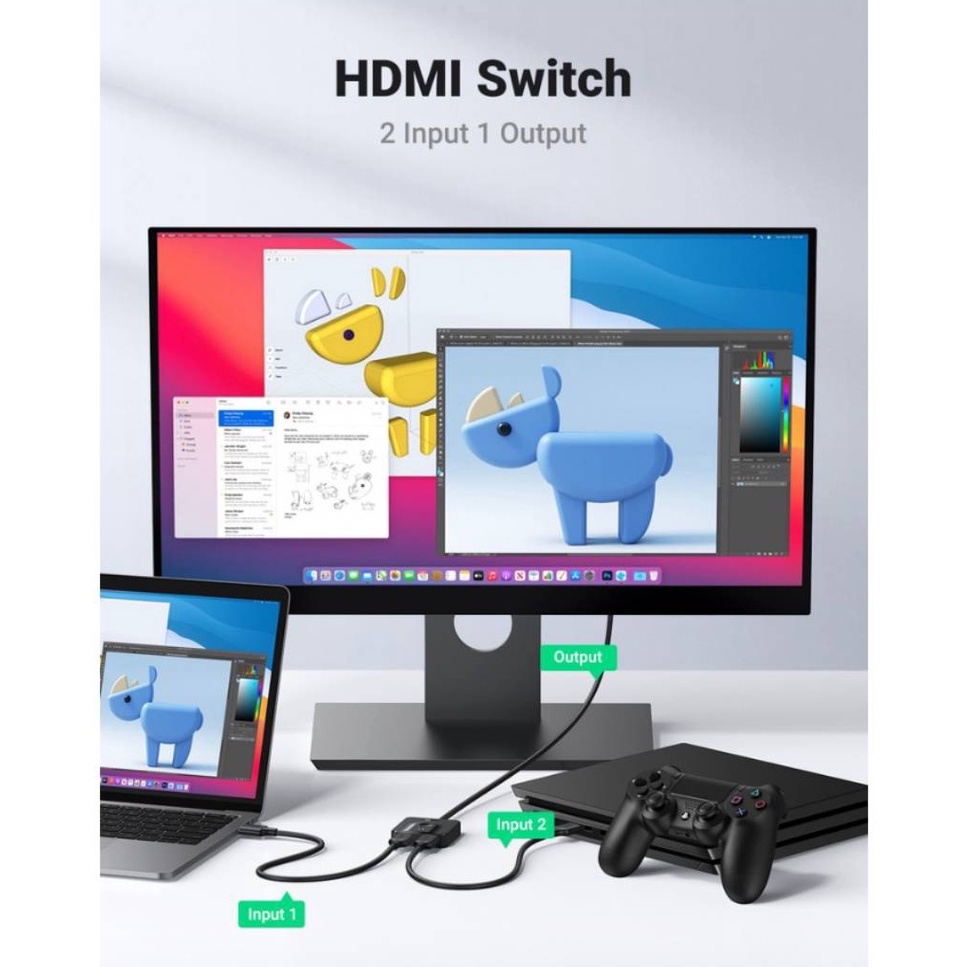 UGREEN 70607 Swither 2In1สาย HDMI 1M Out 4K 60Hz Splitter สําหรับ ...