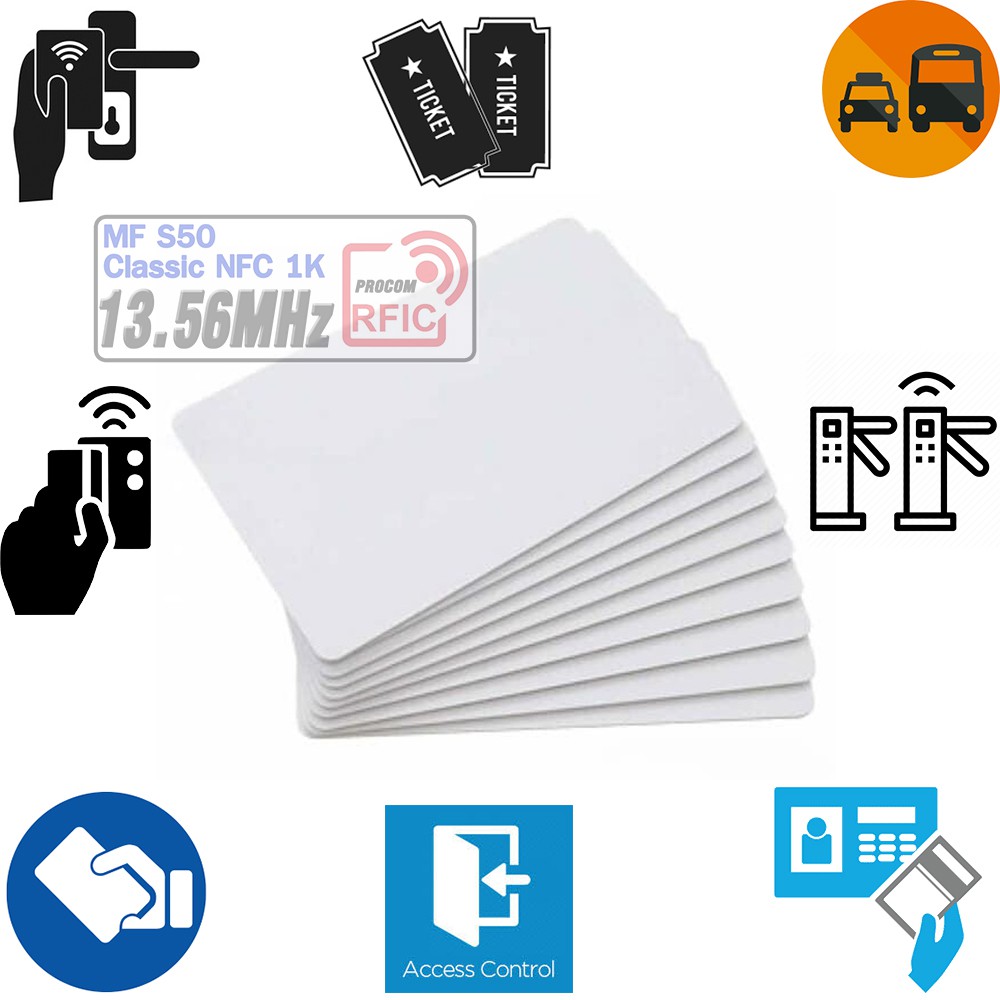 บัตร RFID Card 13.56Mhz IC Cards MF S50 Classic NFC 1K M1 Proximity ...
