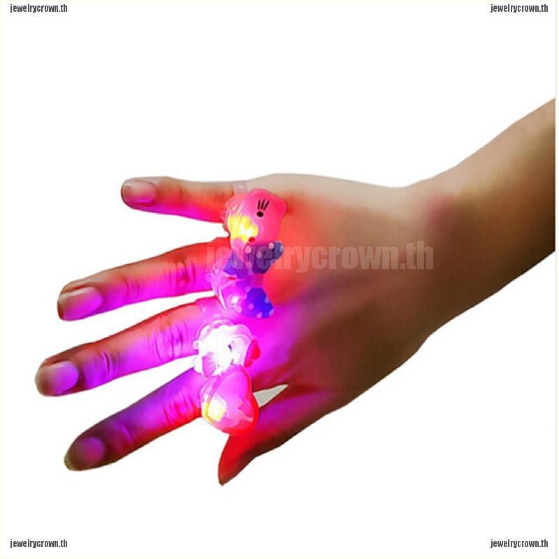 Crown 10pcslot Cute Kids Child LED Light Up Flashing Finger Rings Glow ...