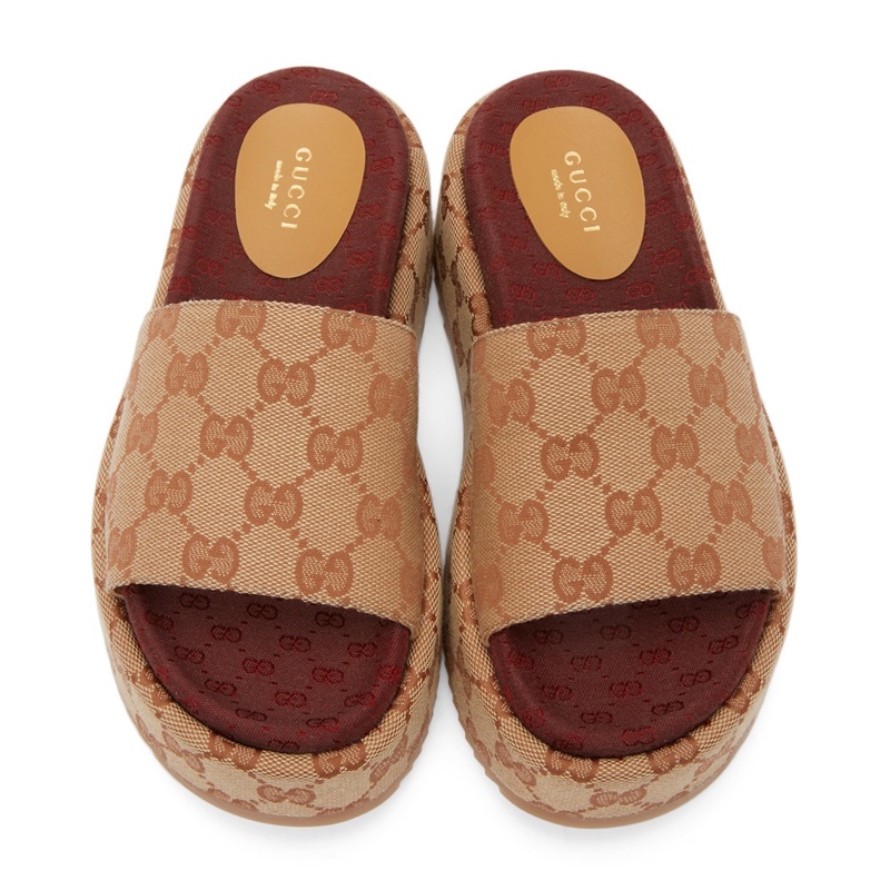 2022DeLuxeGucci Gucci 22SS Women s GG Pattern Round Toe Sandals 573018KQW00 รองเท้าแตะ - gill ...