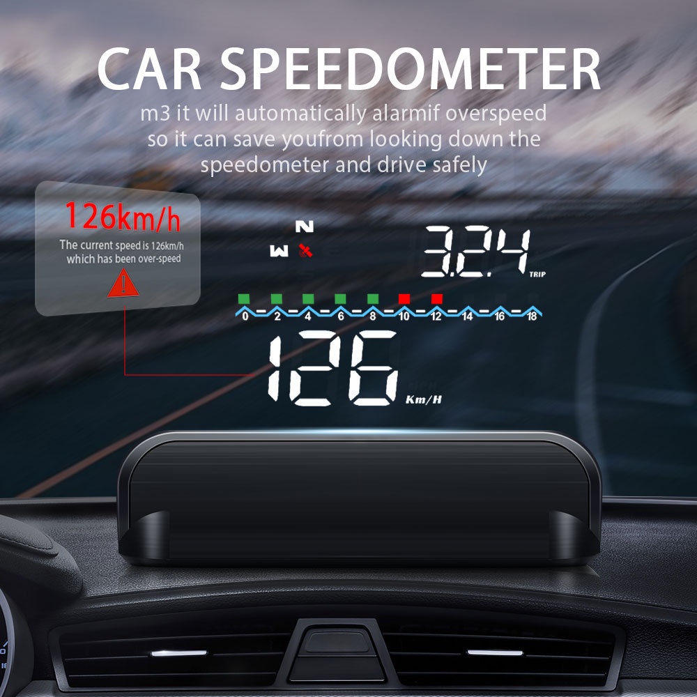 M19 GPS HUD Car Head Up Display Digital Speedometer Time Display ...