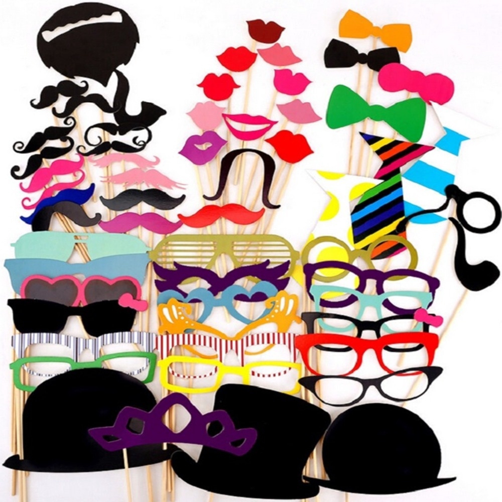 Photo Booth Props Party Masks Hat Mustache Lip photobooth props Wedding ...