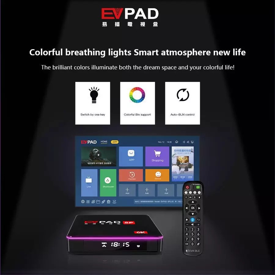 NEW GENERATION TVBOX 2021 EVPAD 5P 4GB Smart Android Tv Box Dual WIFI AI Voice Control ...