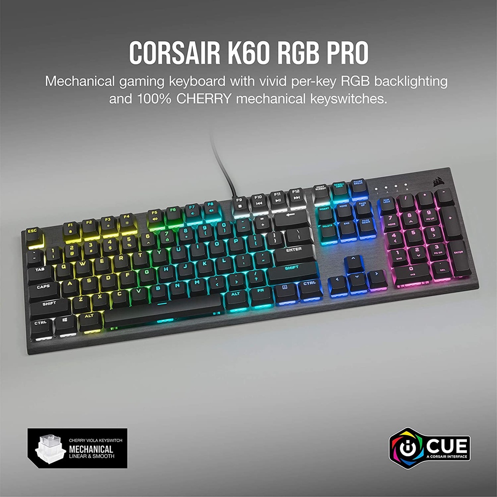 (THEN) Corsair K60 RGB Pro Mechanical Gaming Keyboard Cherry MX VIOLA ...