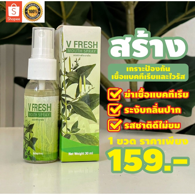 V FRESH สเปรย์ปากฟ้าทะลายโจร พร้อมส่ง สเปรย์ฉีดปาก ต้านเชื้อแบคทีเรีย ...