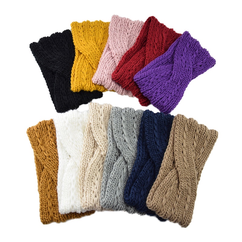 Wide Knitted Headband Bows Knotted Winter Women Turban Hair Accessories ...