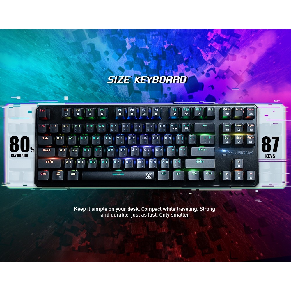 Nubwo X21 TKL 80 Mechanical Full RGB 87Keys Gaming Keyboard คีบอร์ดเม ...